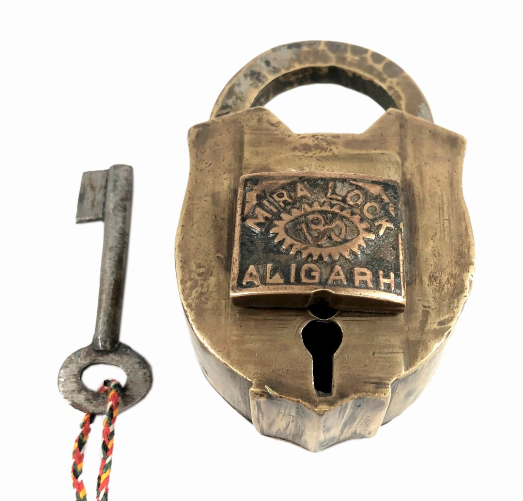 Antique Rare Push Button Tricky Brass Pad Lock Old Brass Made Home ...