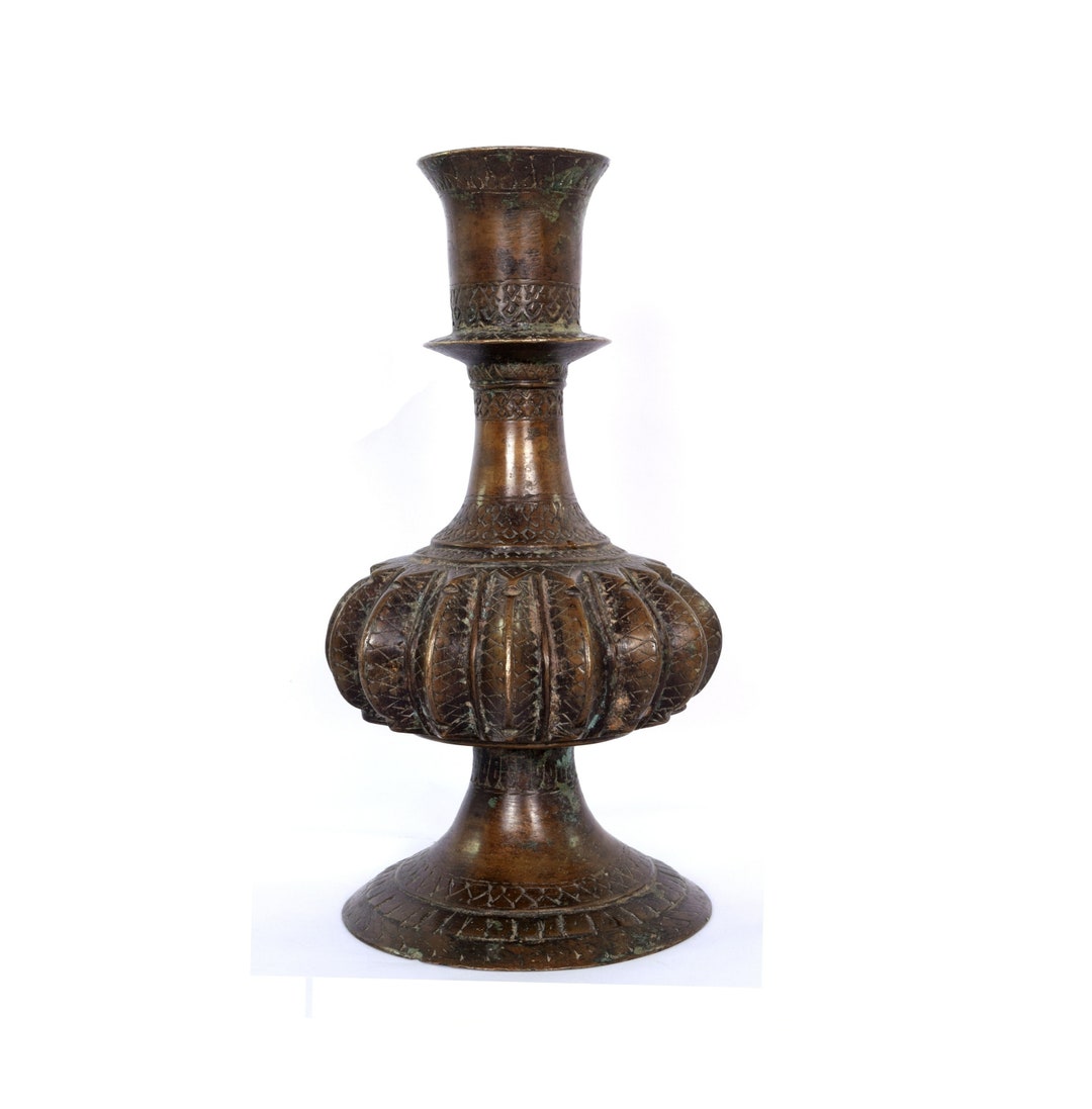 Buy 18c Antique Indo Islamic Mughal Brass Hookah Base Floral Motif ...