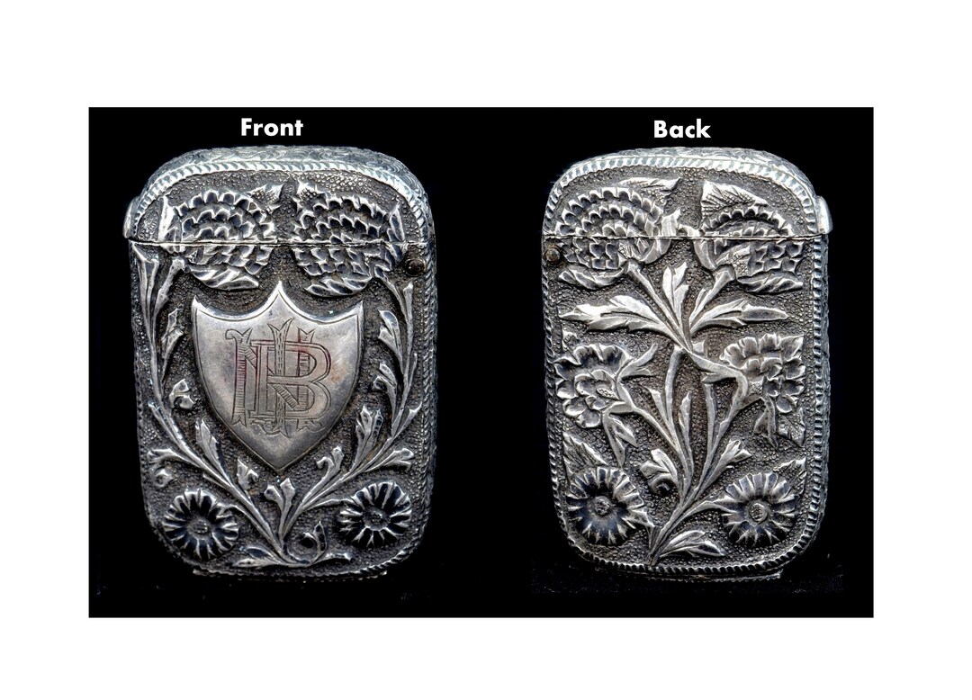 Antique Collectible Vesta Box for Silver Carved Beautiful Box Sterling ...