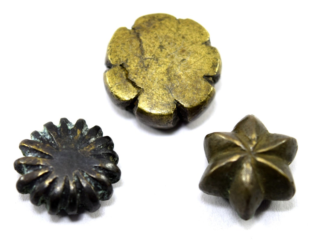 Lot of 3 Unique Shape Bell Metal Bronze Weights Scales Collectibles ...