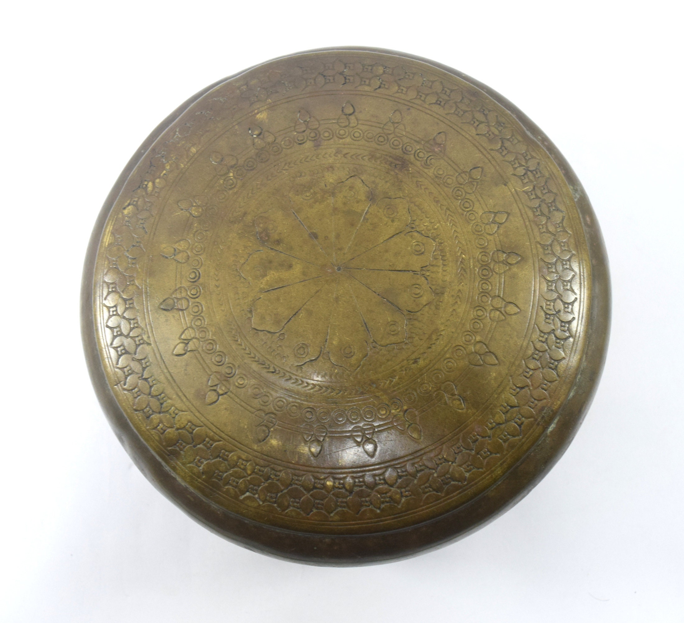 Rare Vintage Round Brass Box Old Brass Decorative Small - Etsy