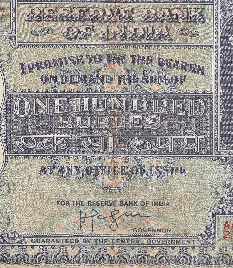 Collectible Indian Note Old 100 Rs Paper Banknote Big - Etsy