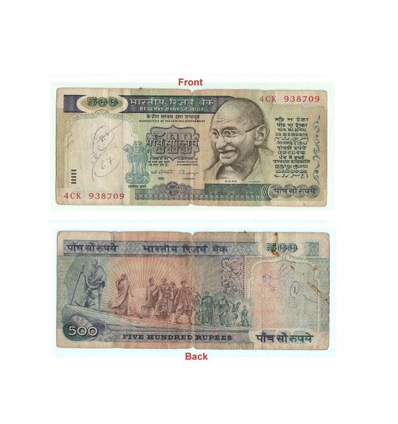 Old 1992 Collectible 500 Rs Indian Old Banknote Gandhi | Etsy