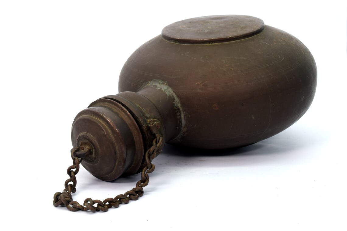 Old Brass Flask With Original Cap 19c Antique Old Decorative - Etsy