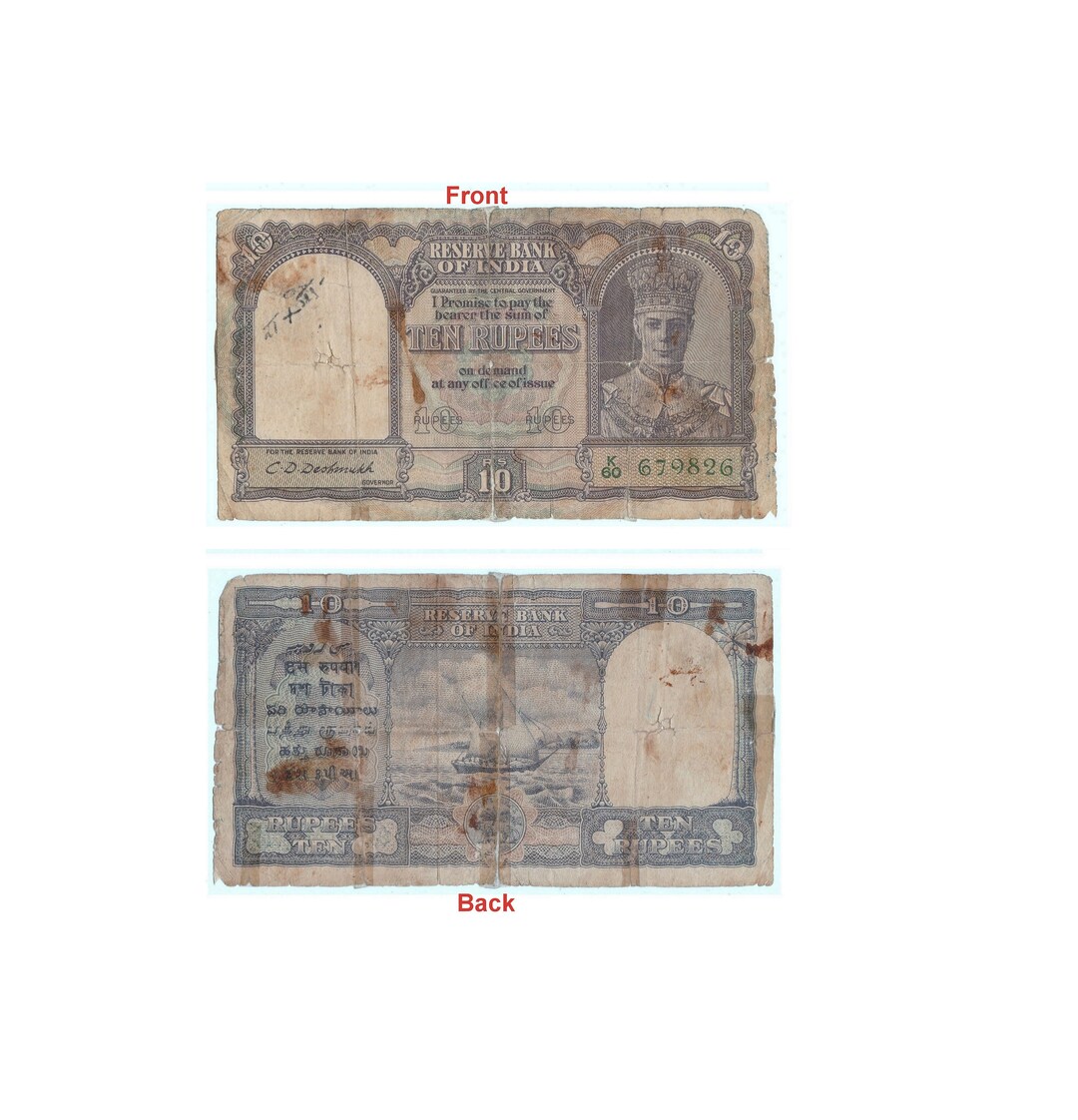 Original 10 Rs British India Note C.D. Deshmukh Signed King - Etsy