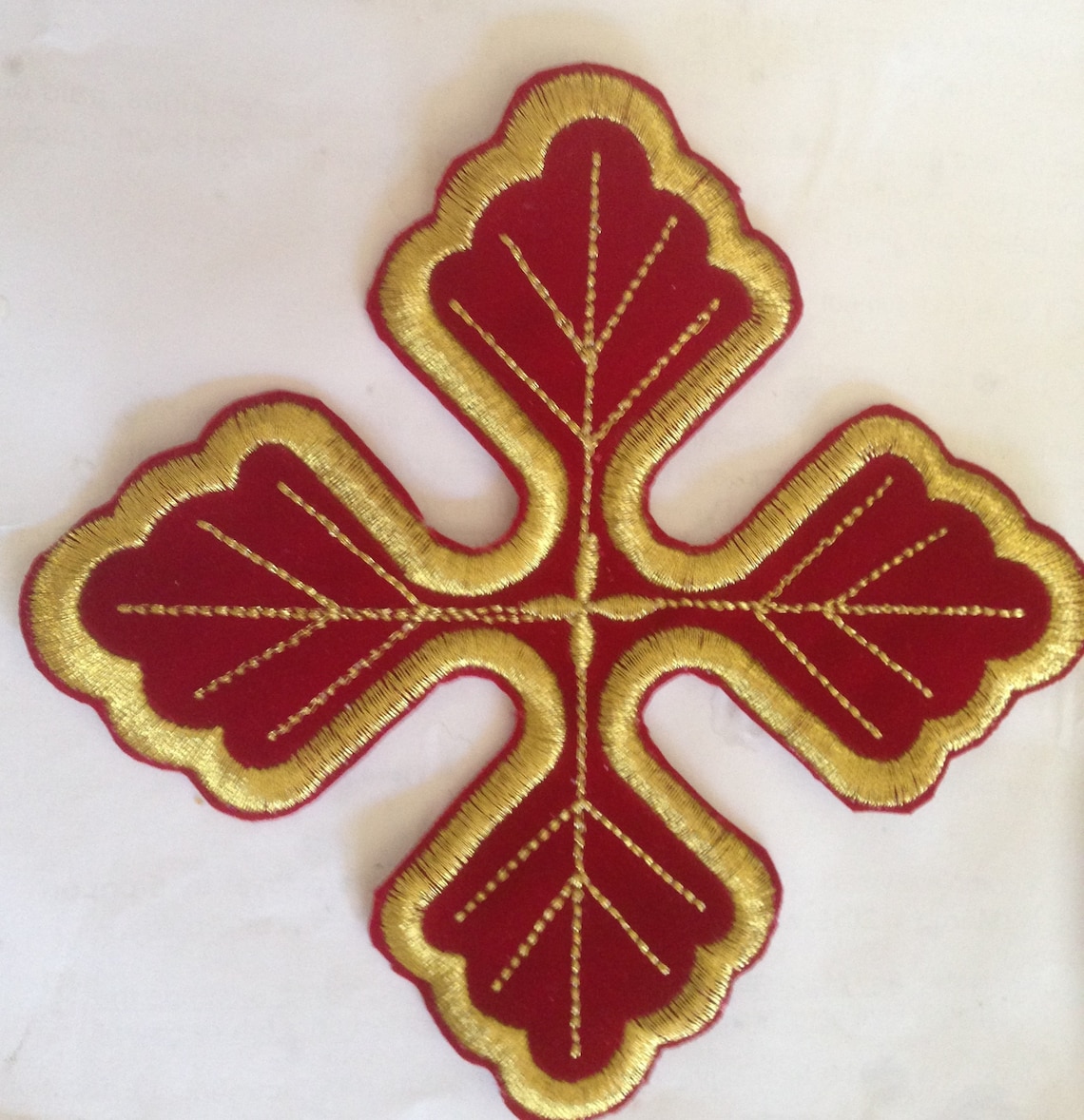 Gold Metallic CROSS GOLD RELIGIOUS Embroidered Stitches Applique Patch ...