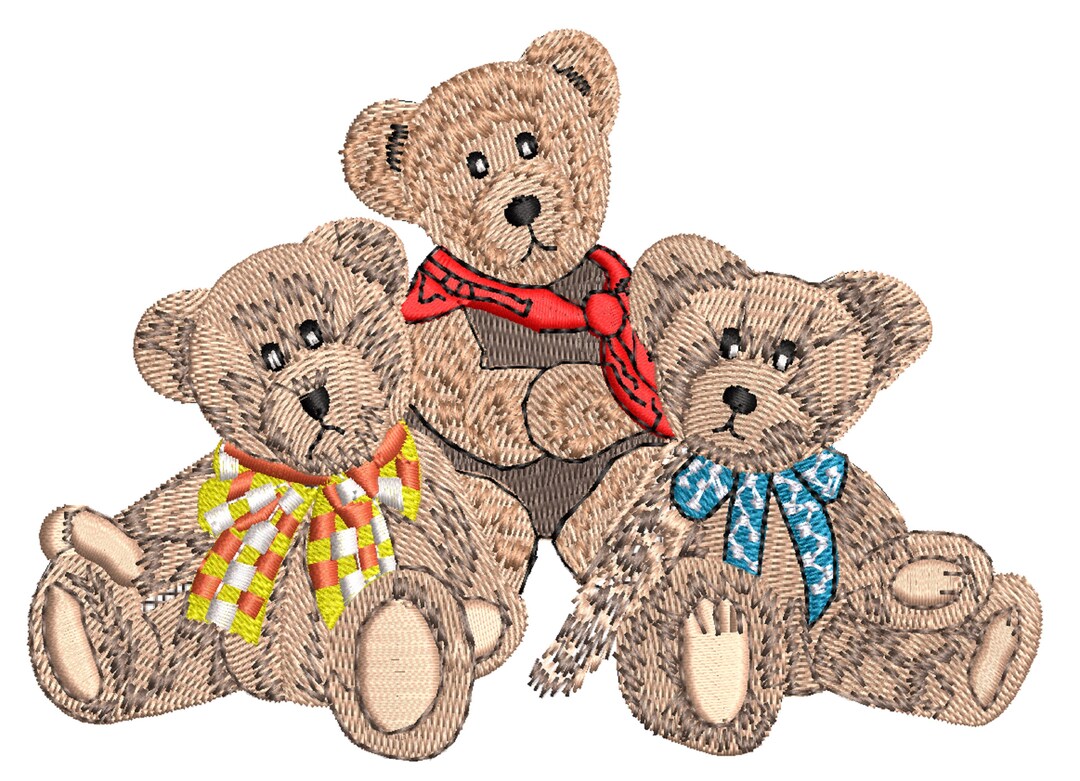 Adorable Multi-size 3 Bears Embroidery Design Bundle - Perfect for Kids ...