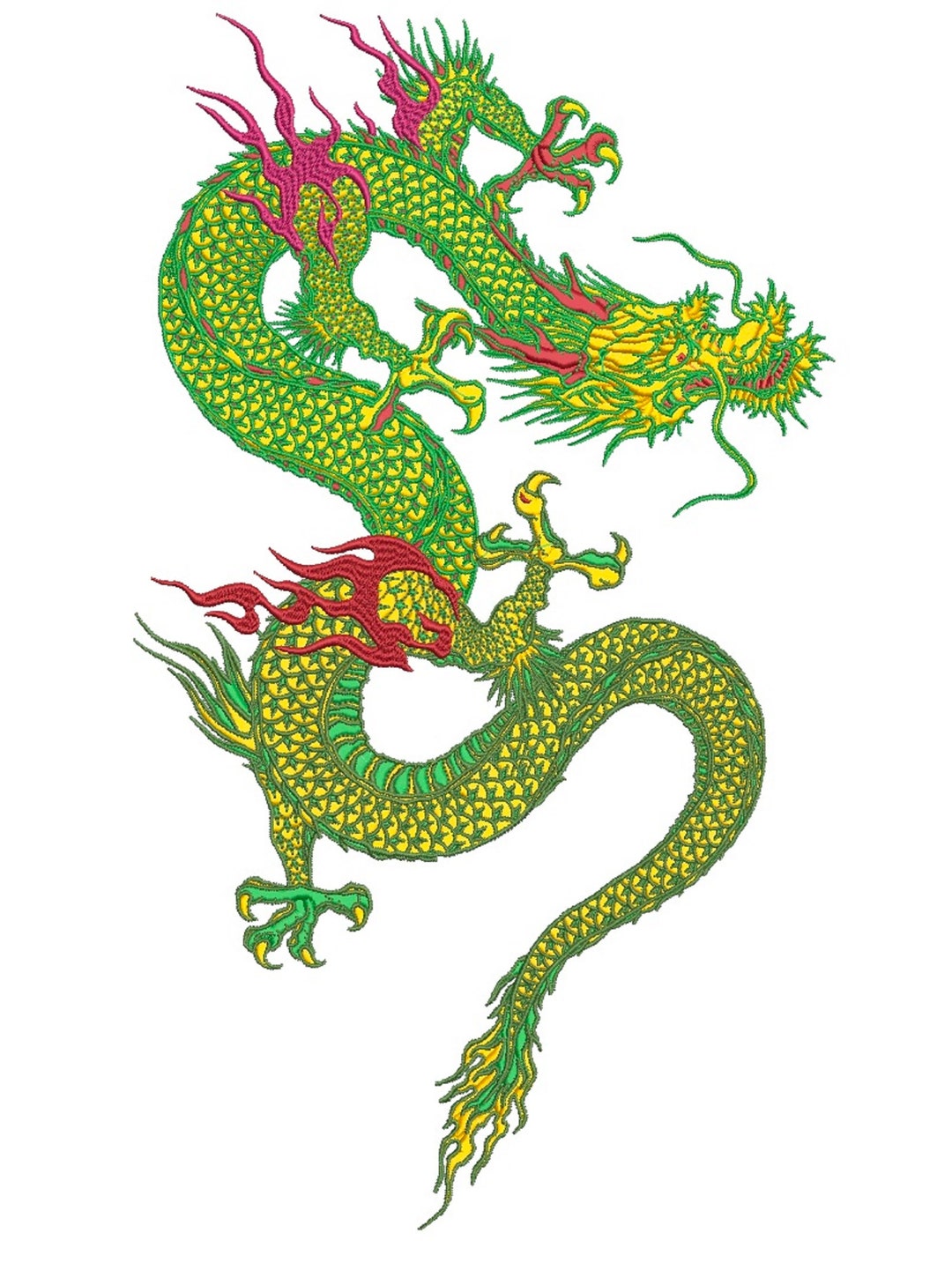 Long Dragon Embroidery Design Machine File (instant Download) - Etsy