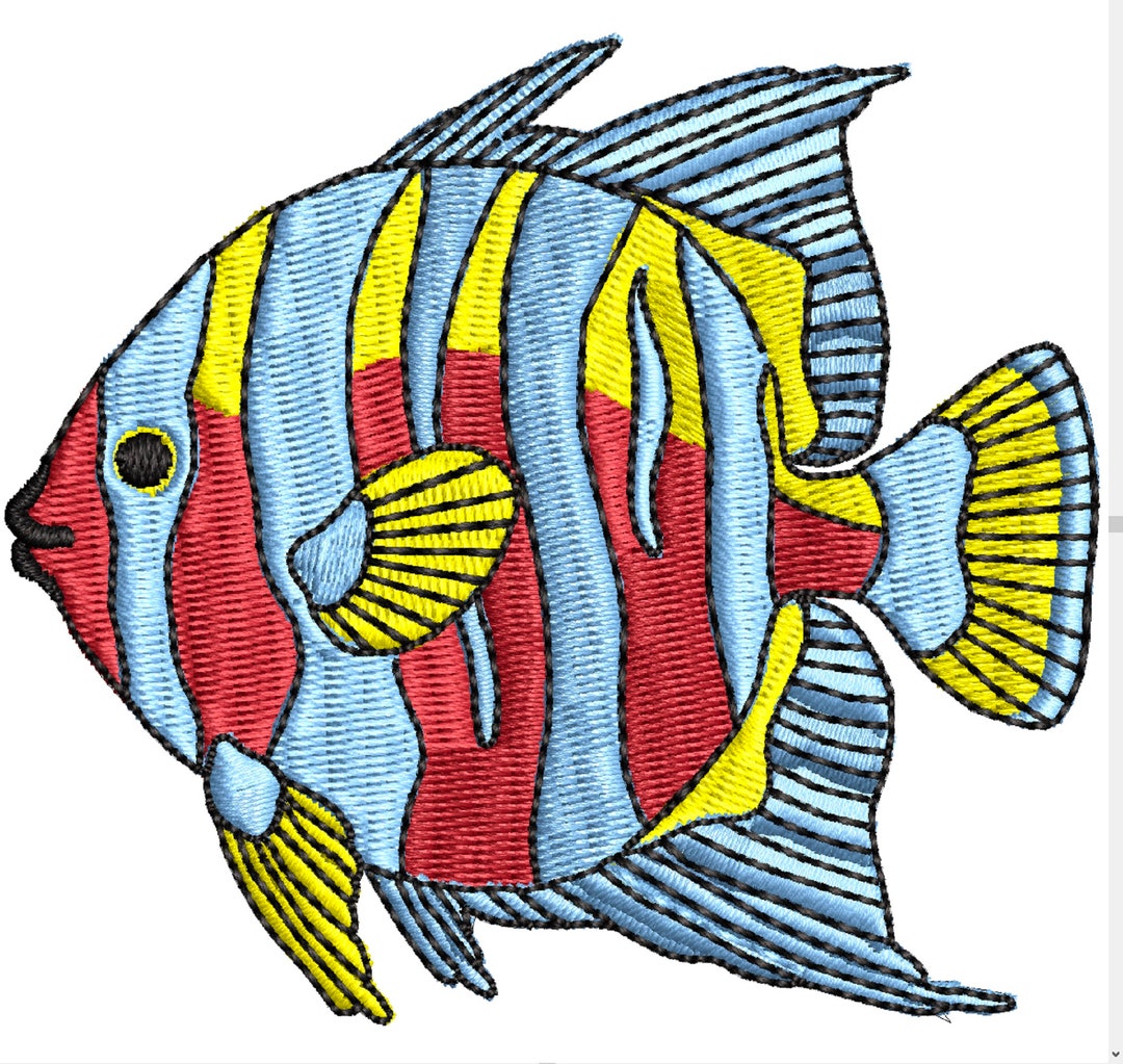 Tropical Serenity: Exquisite Angel Fish Embroidery Designs for Ladies ...