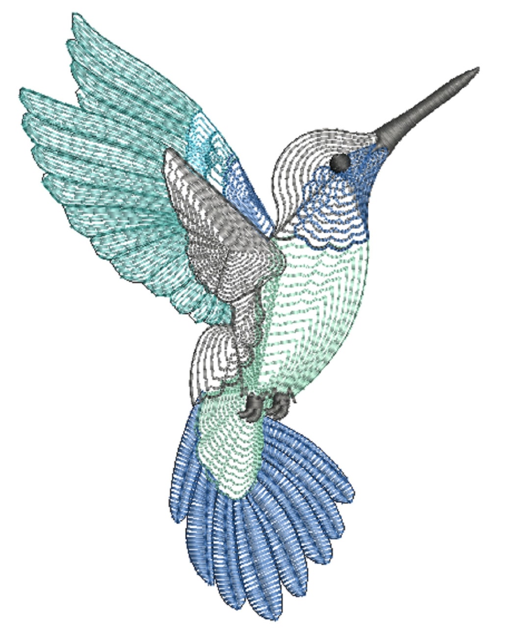 Majestic Hummingbird Embroidery Design: 7-color Bird Pattern (5" X 3.78 ...