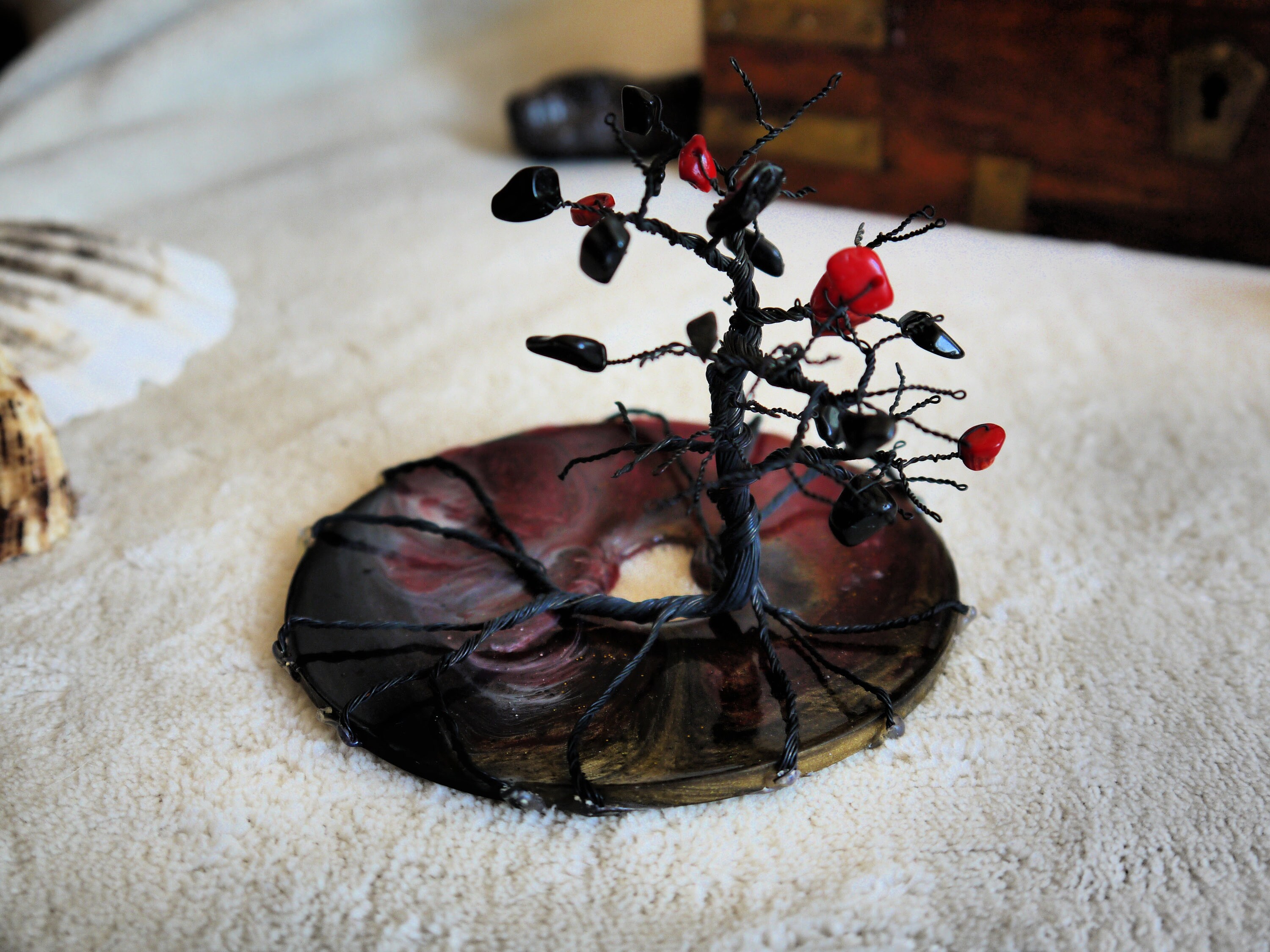 Gothic Dead Tree of Life Sculpture Red Accent Emo Art Dark Masculine ...