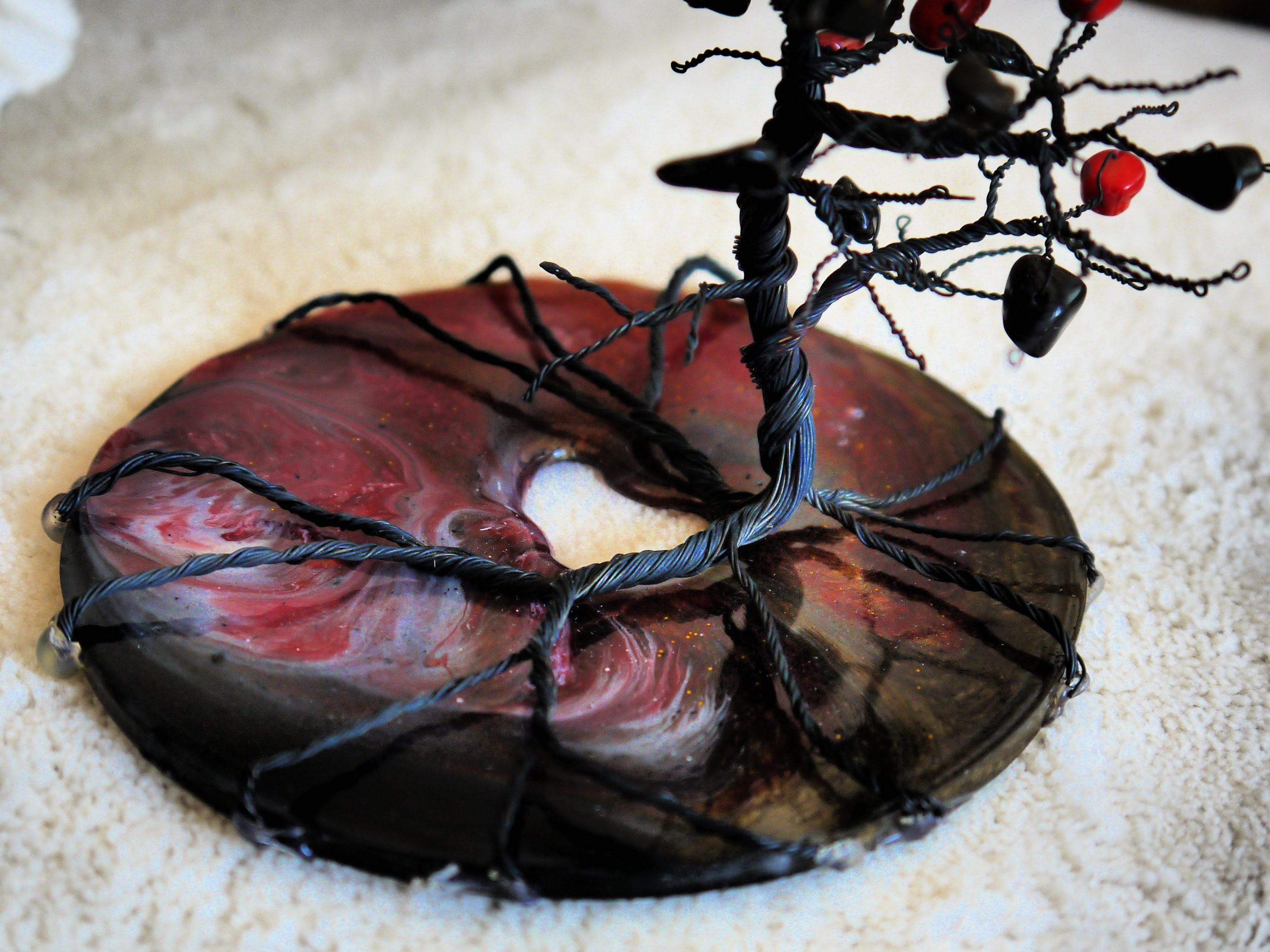 Gothic Dead Tree of Life Sculpture Red Accent Emo Art Dark Masculine ...