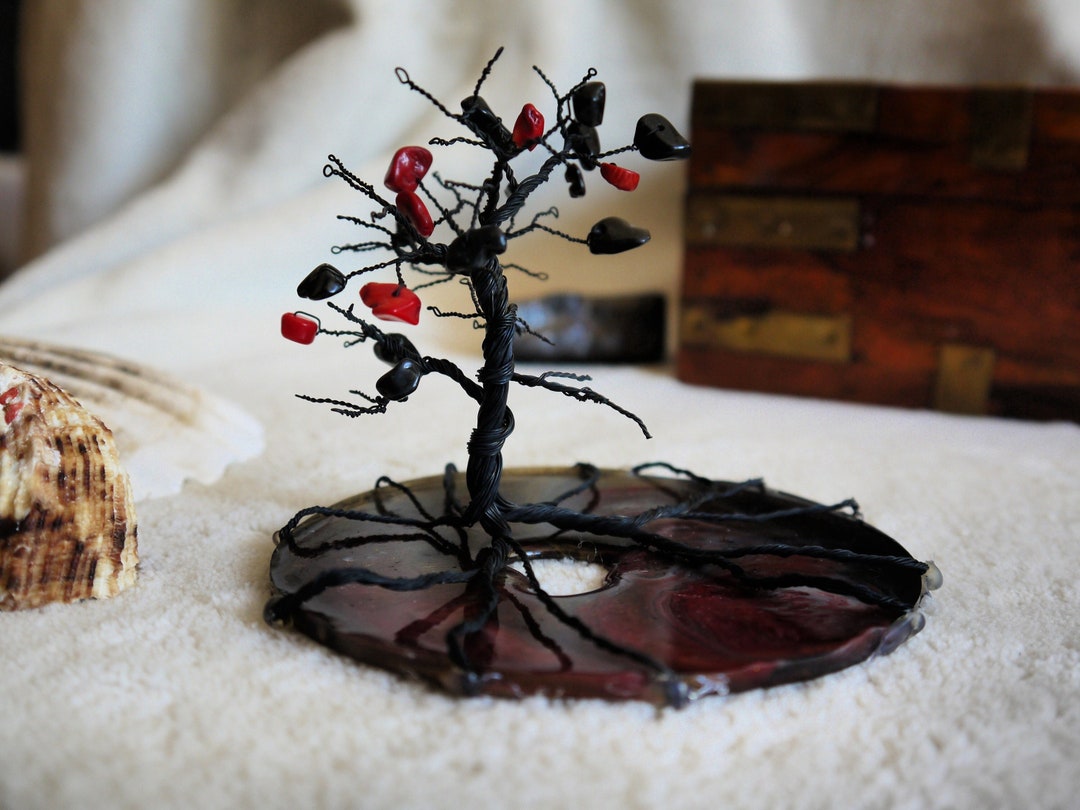 Gothic Dead Tree of Life Sculpture Red Accent Emo Art Dark Masculine ...