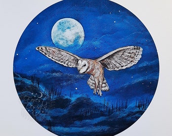 Magical Merlin Wizard and Owl Art Print Wall Art Home - Etsy