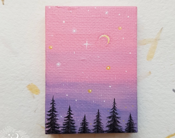 Miniature Crescent Moon Painting Dollhouse Collectiblesmini - Etsy