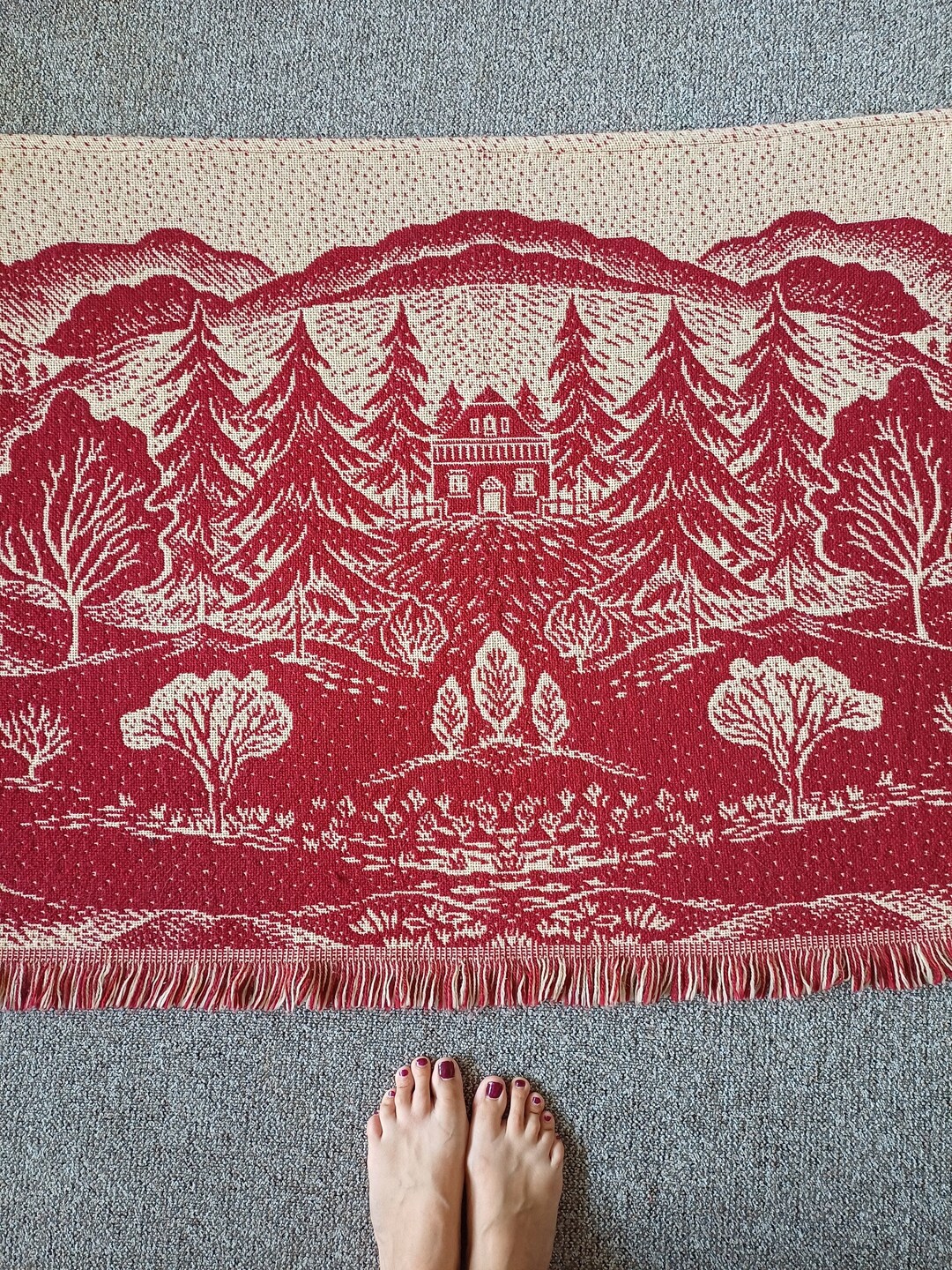 Vintage Landscape Wall Rug Kilm Carpet/retro Polish Kilim Tapestry ...
