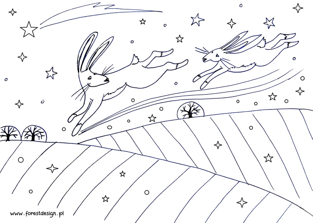 Magical Hares Coloring Page for Download/folklore Illustration - Etsy ...