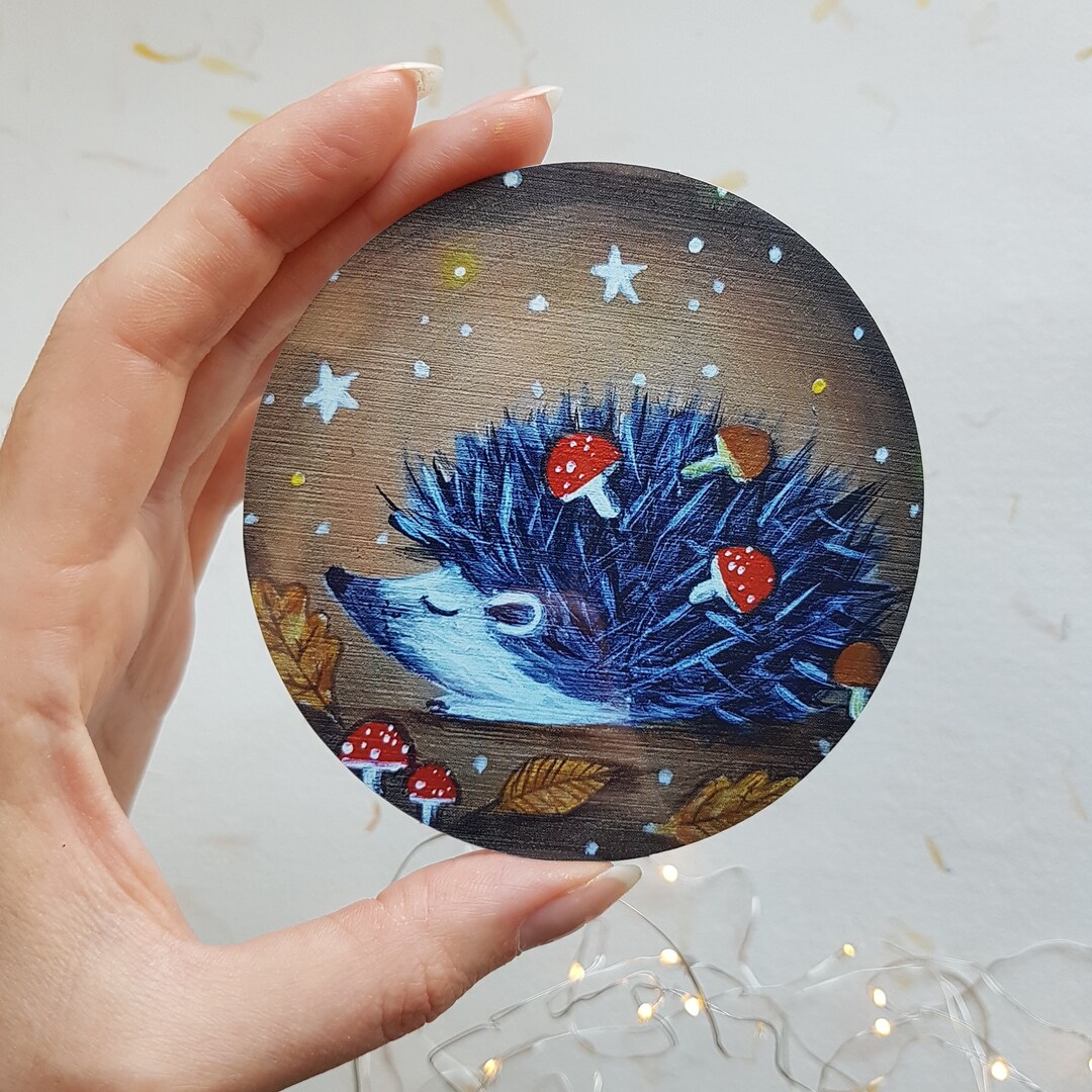 Magical Hedgehog Spirit With Toadstools/vinyl Holographic Sticker ...
