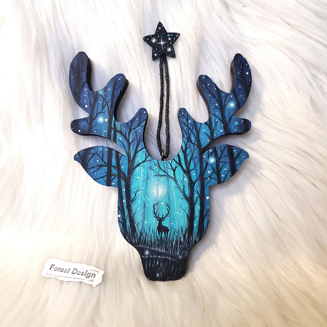 Wooden Hand Painted Folklore Wall Decoration Magic Deer/wall Hanging ...