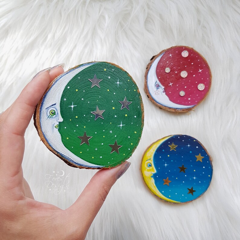 Moon Face hand painted wooden magical wall decor | Etsy