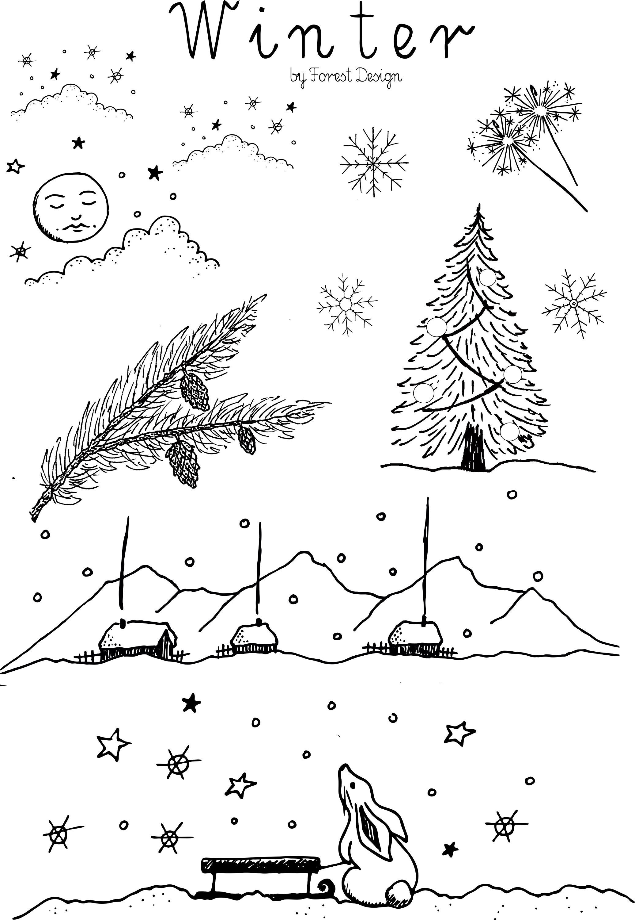 Winter Nature Coloring Pages