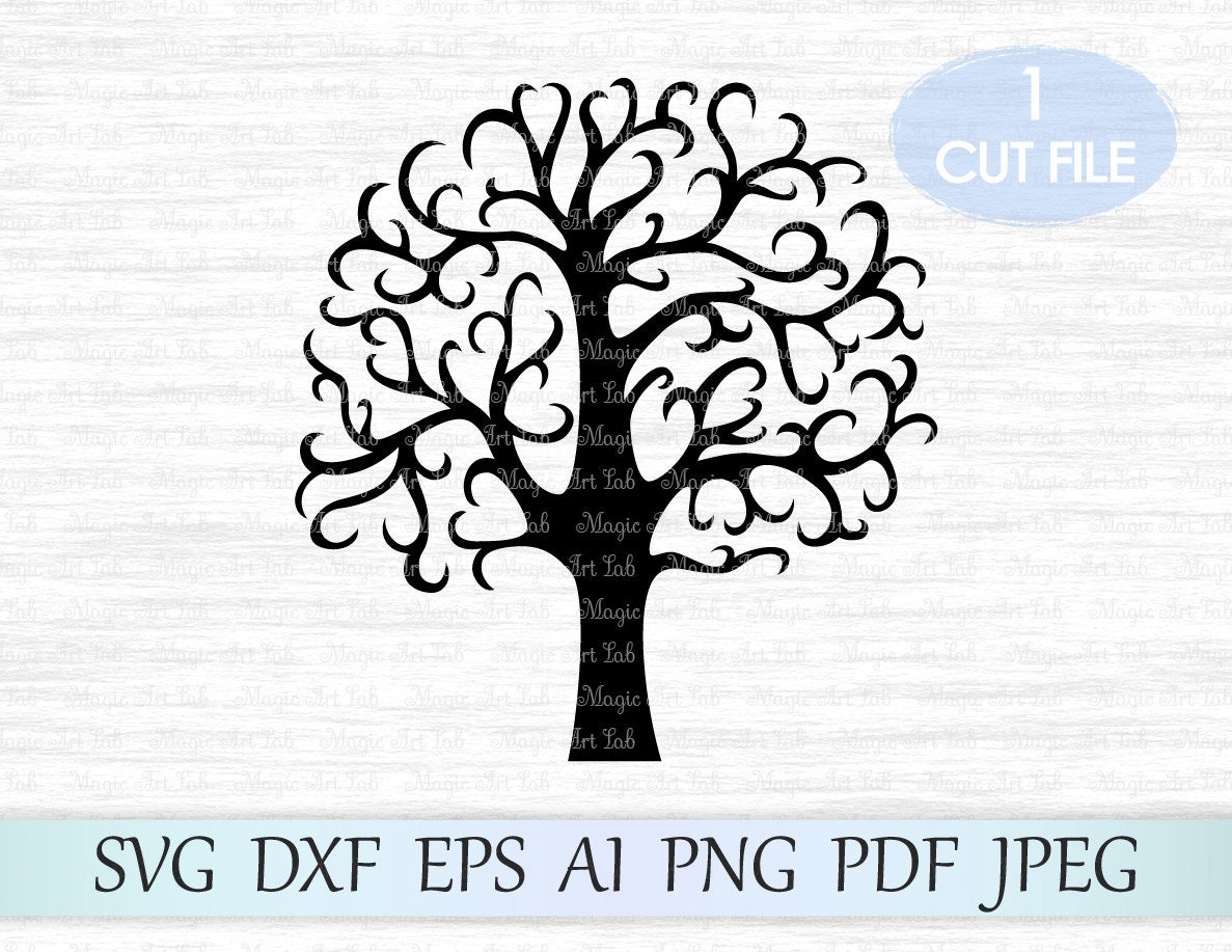 Swirl Tree svg Tree silhouette svg Tree cut file Tree vector Tree ...