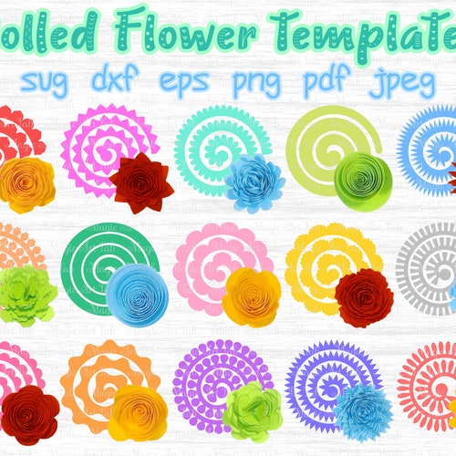 Rolled flower svg rolled rose svg bundle 3D felt fabric foliage leaves ...