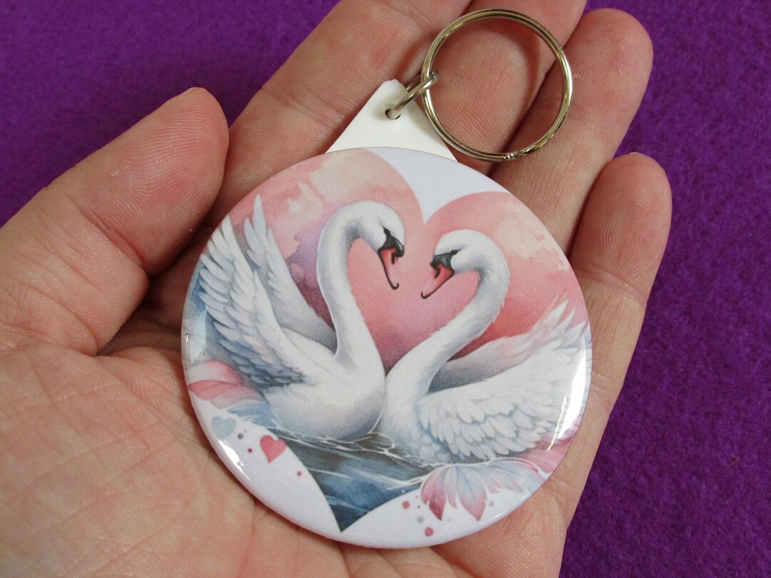 Swan Keyring, Swan Keychain, Wedding Anniversary Keychain, Handmade ...
