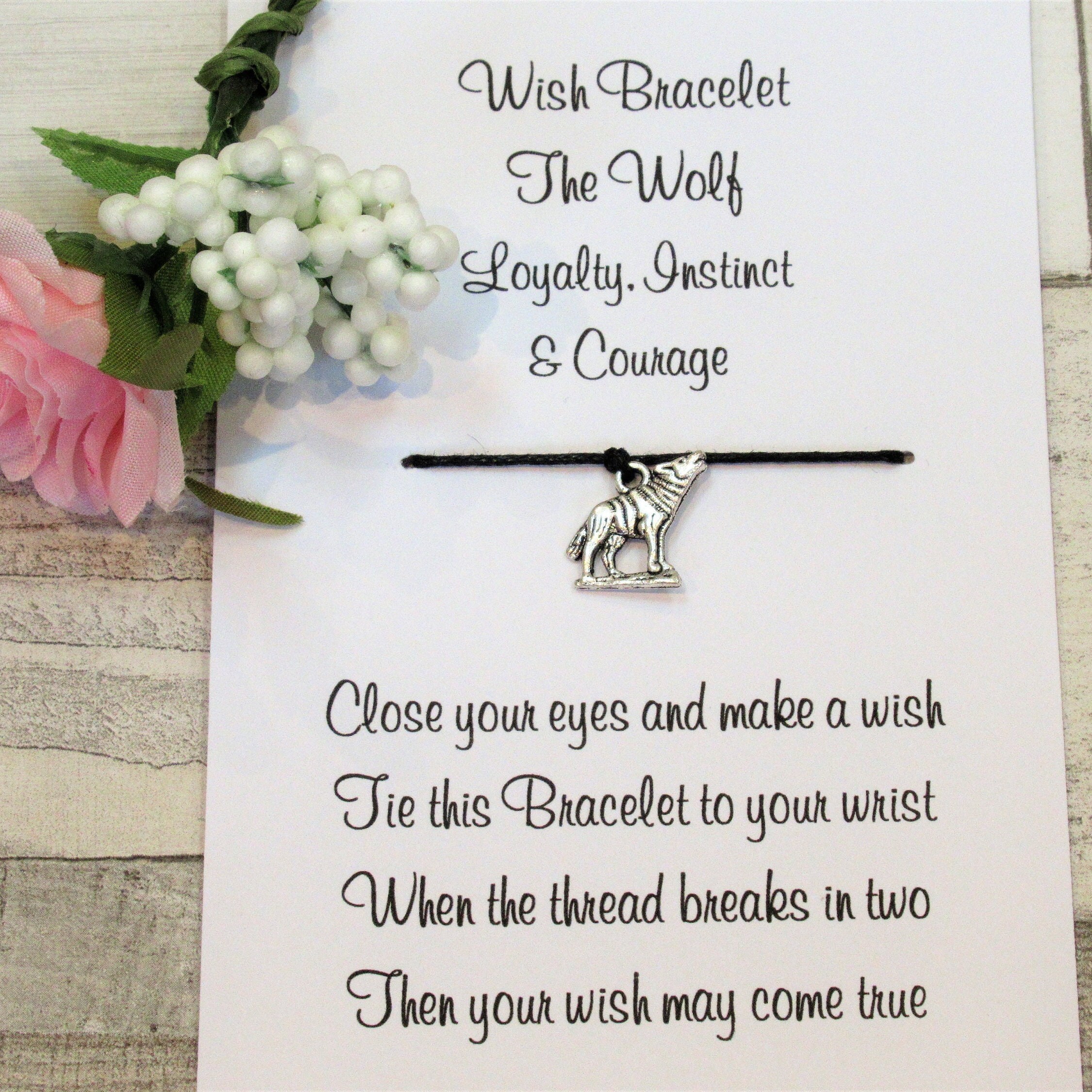 Wolf Wish Bracelet, Wolf Bracelet, Wolf Jewellery, Wolf Card Gift ...