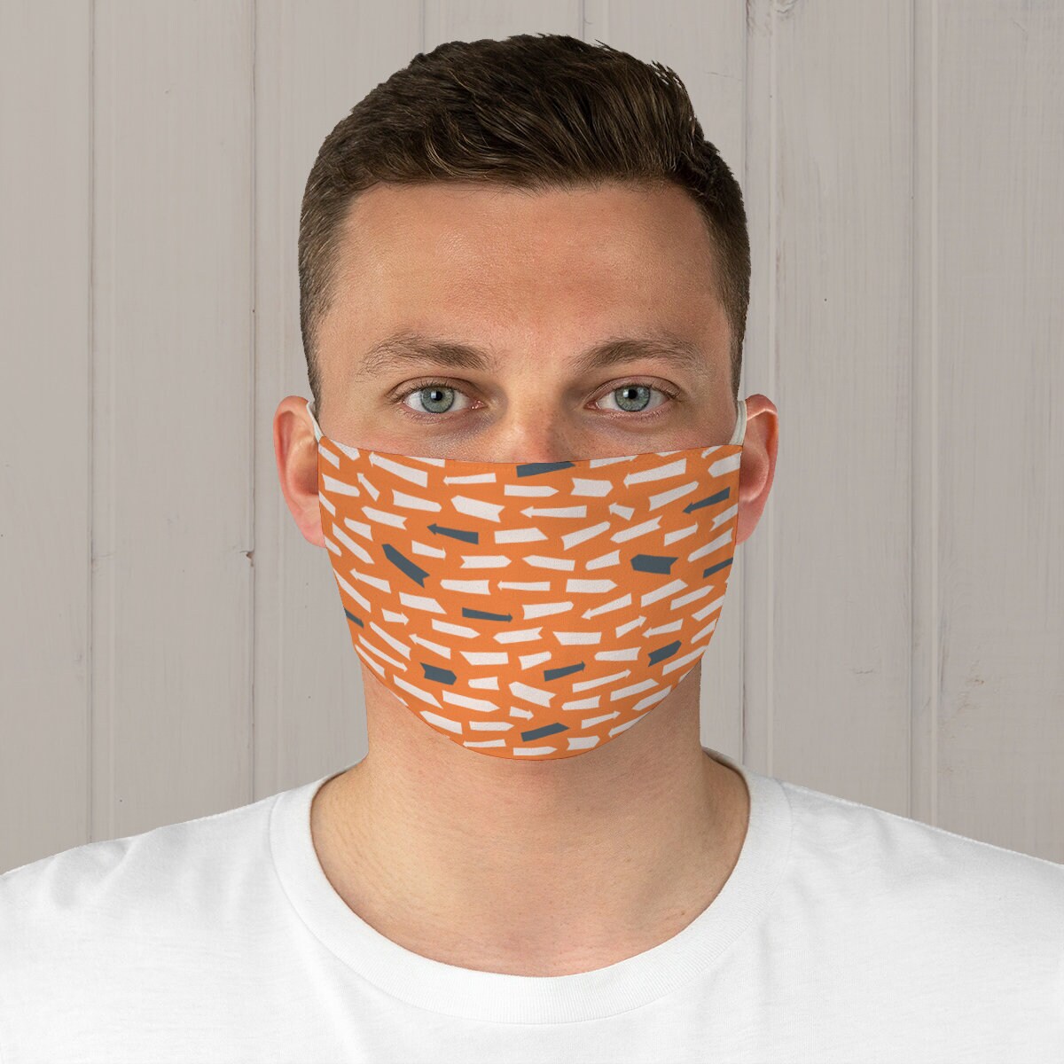 Orange Sign Arrows Reusable Fabric Face Mask, Machine Washable, Elastic ...