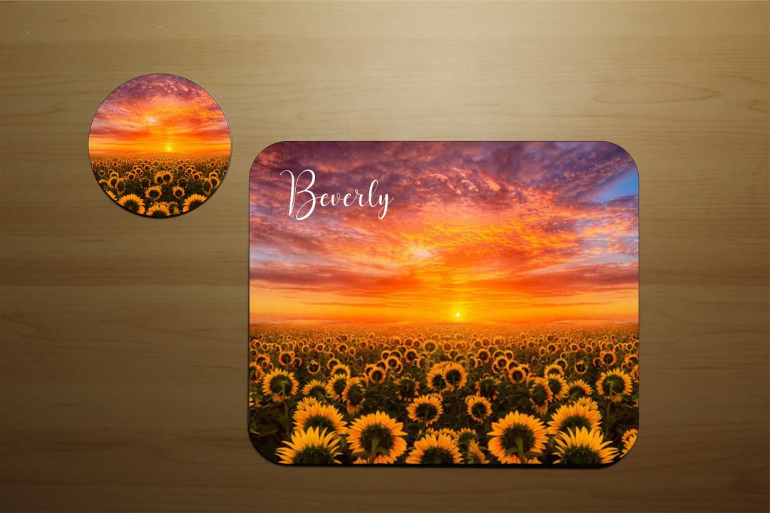 Sunflower Mouse Pad & Coaster Set - Full Color Teacher Coaster ...