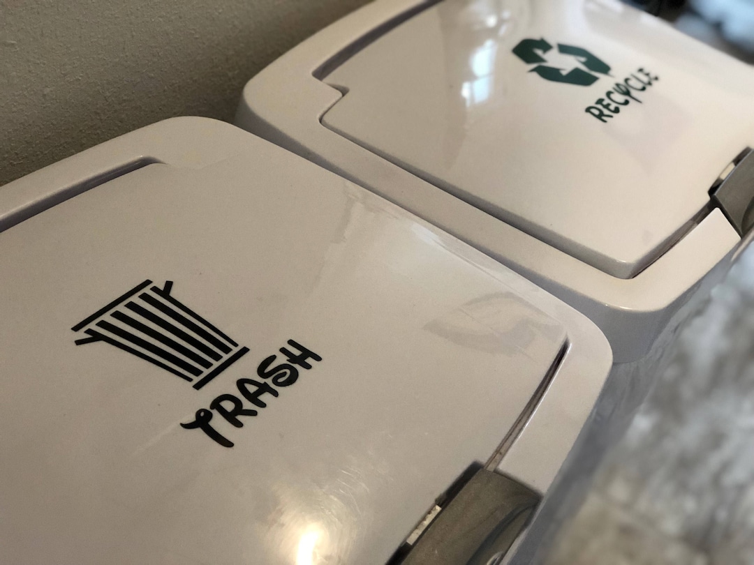 Trash and Recycle Can Vinyl Sticker - Trash Can Decal - Recycle Can ...