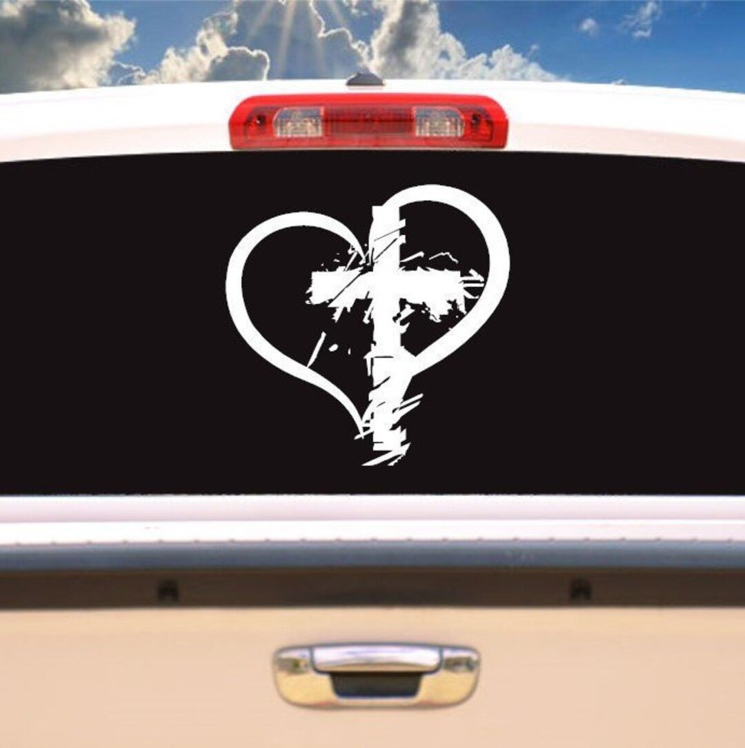 Cross Heart Decal - Christian Cross Sticker - God's Love Decal - Etsy