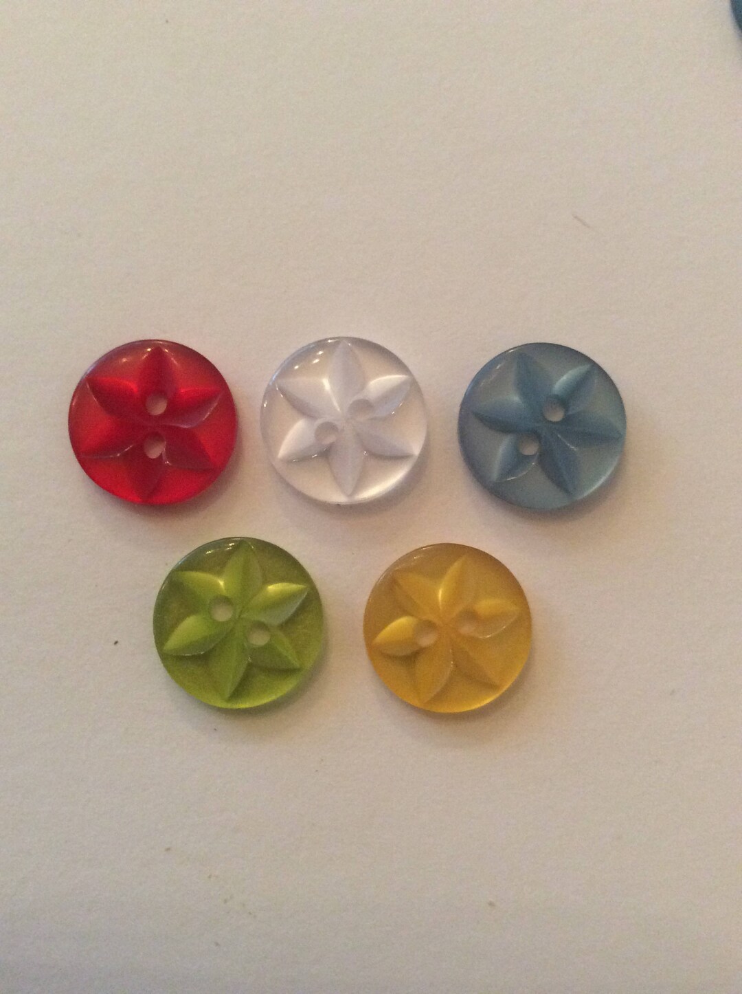 5 Colouful Flower Resin Buttons/floral Button/flower Button/craft ...