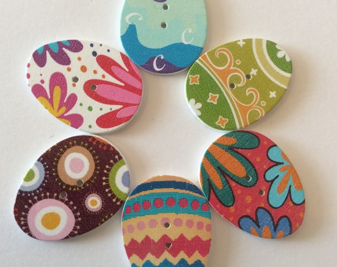 Easter Egg Buttons/easter Craft Buttons/wooden Egg Button/craft Sewing ...