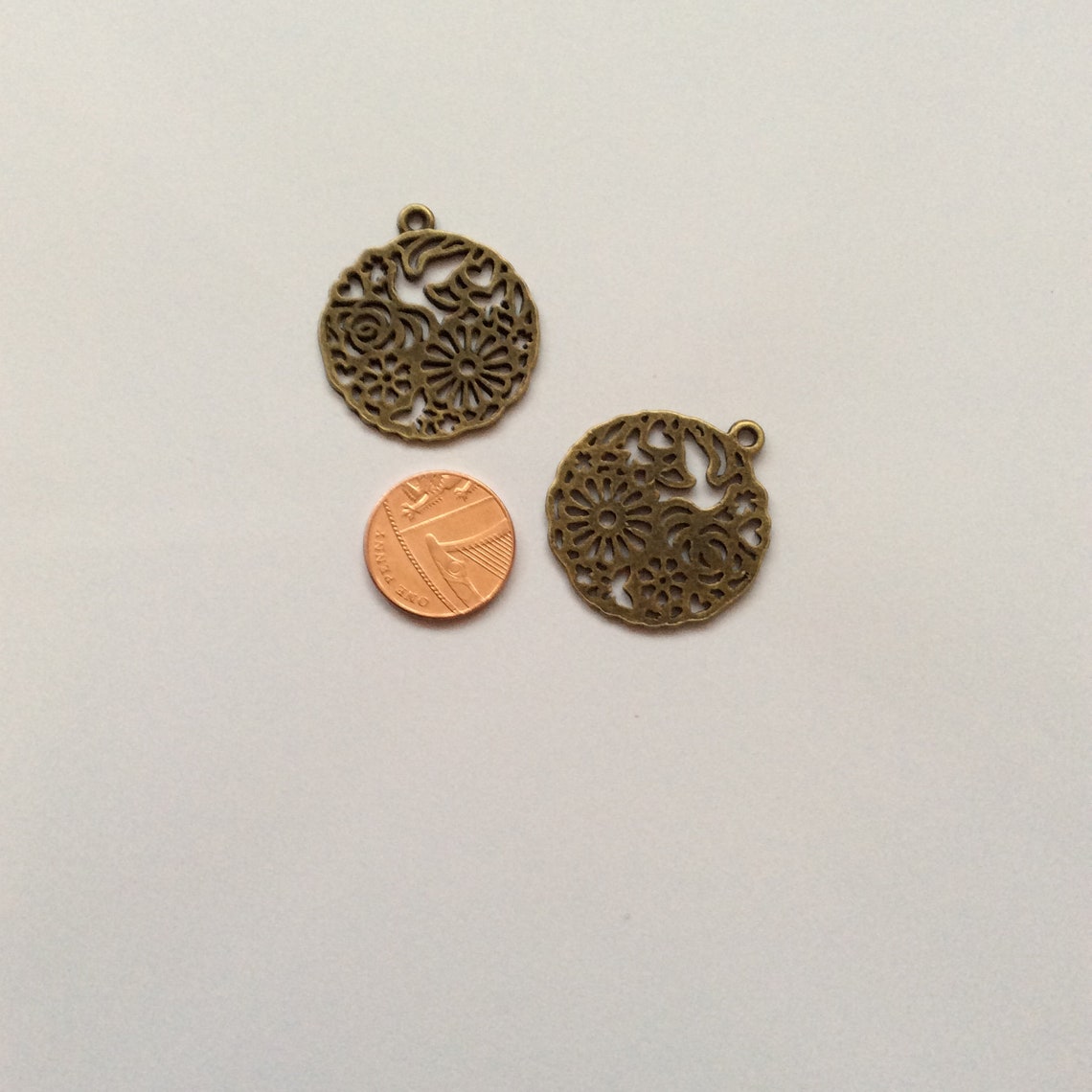 Floral Antique Brass Charms/floral Charm/jewellery Charm/metal - Etsy ...