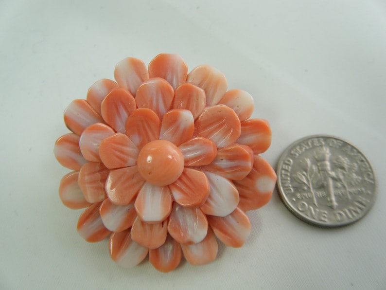 Vintage Carved Coral Large Pin Brooch Flower - Etsy