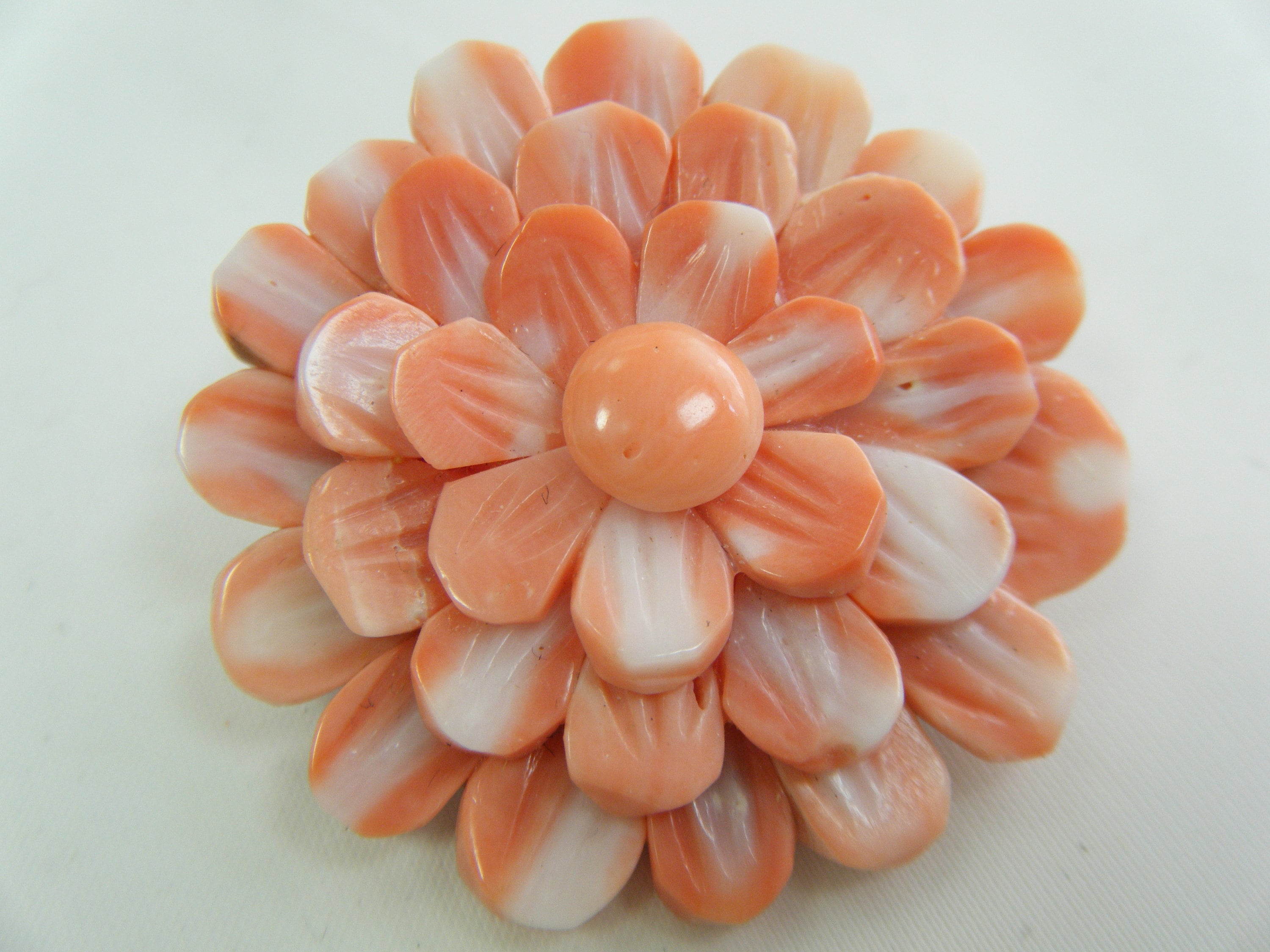 Vintage Carved Coral Large Pin Brooch Flower - Etsy