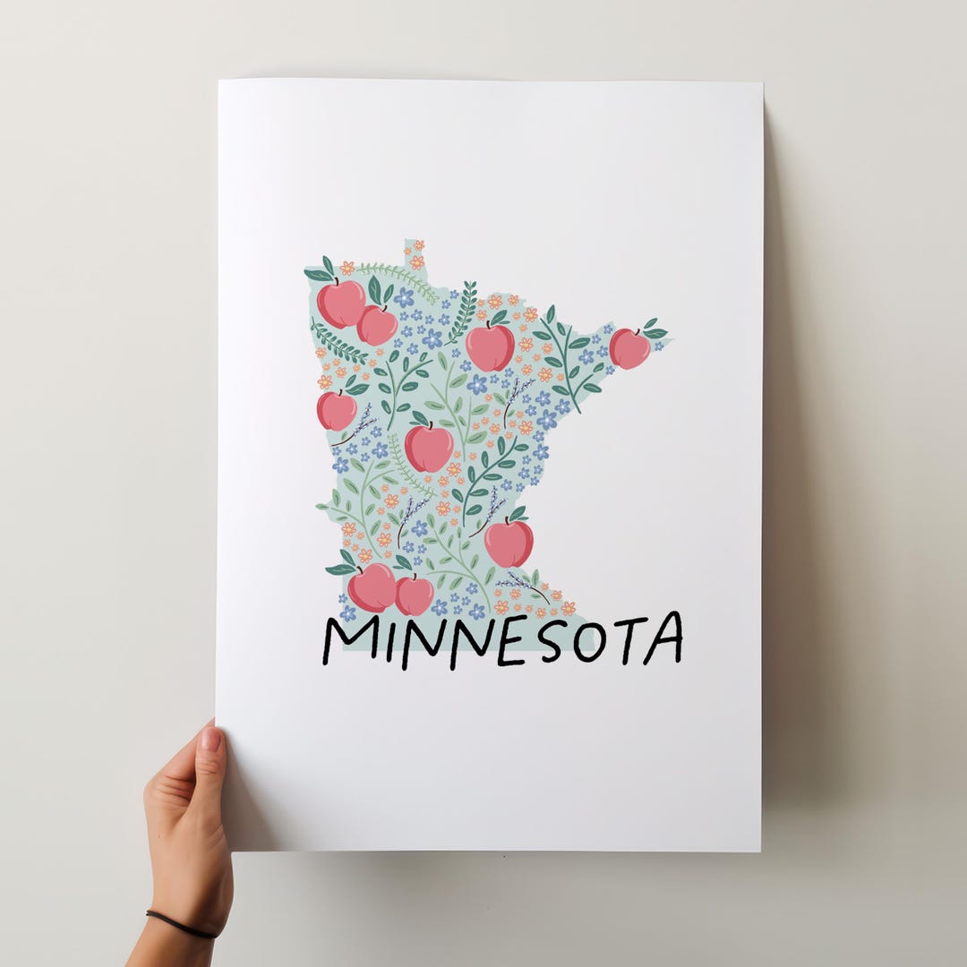 Minnesota Art Print - 50 States Collection, Wall Decor, USA, State Art ...