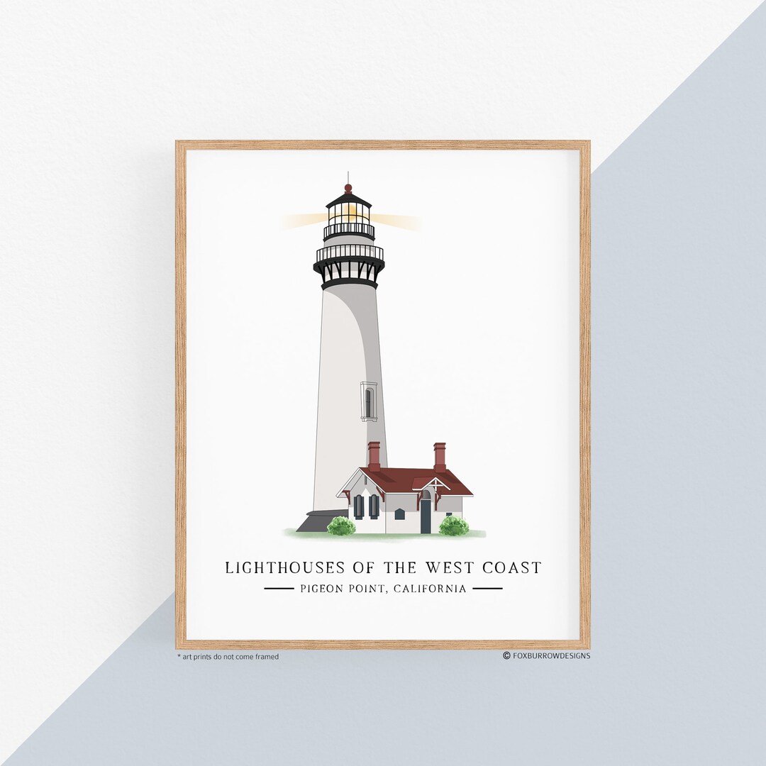 Pigeon Point, Lighthouses of the West Coast, Art Print, Wall Decor ...