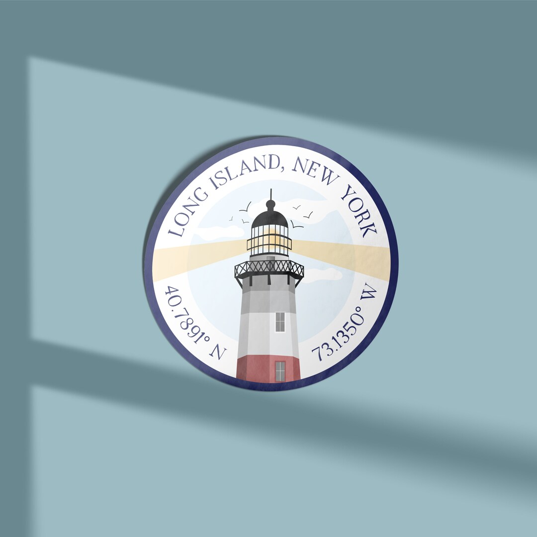 Long Island Lighthouse Sticker, 3x3" Circle Sticker, Montauk Lighthouse ...