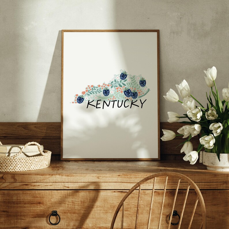 Kentucky Art Print - 50 States Collection, Wall Decor, USA, State Art ...