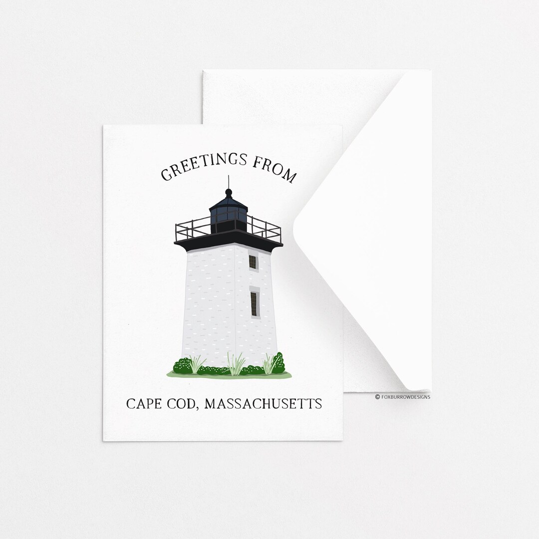 Cape Cod Wood End Lighthouse Greeting Card, Single Greeting Card ...