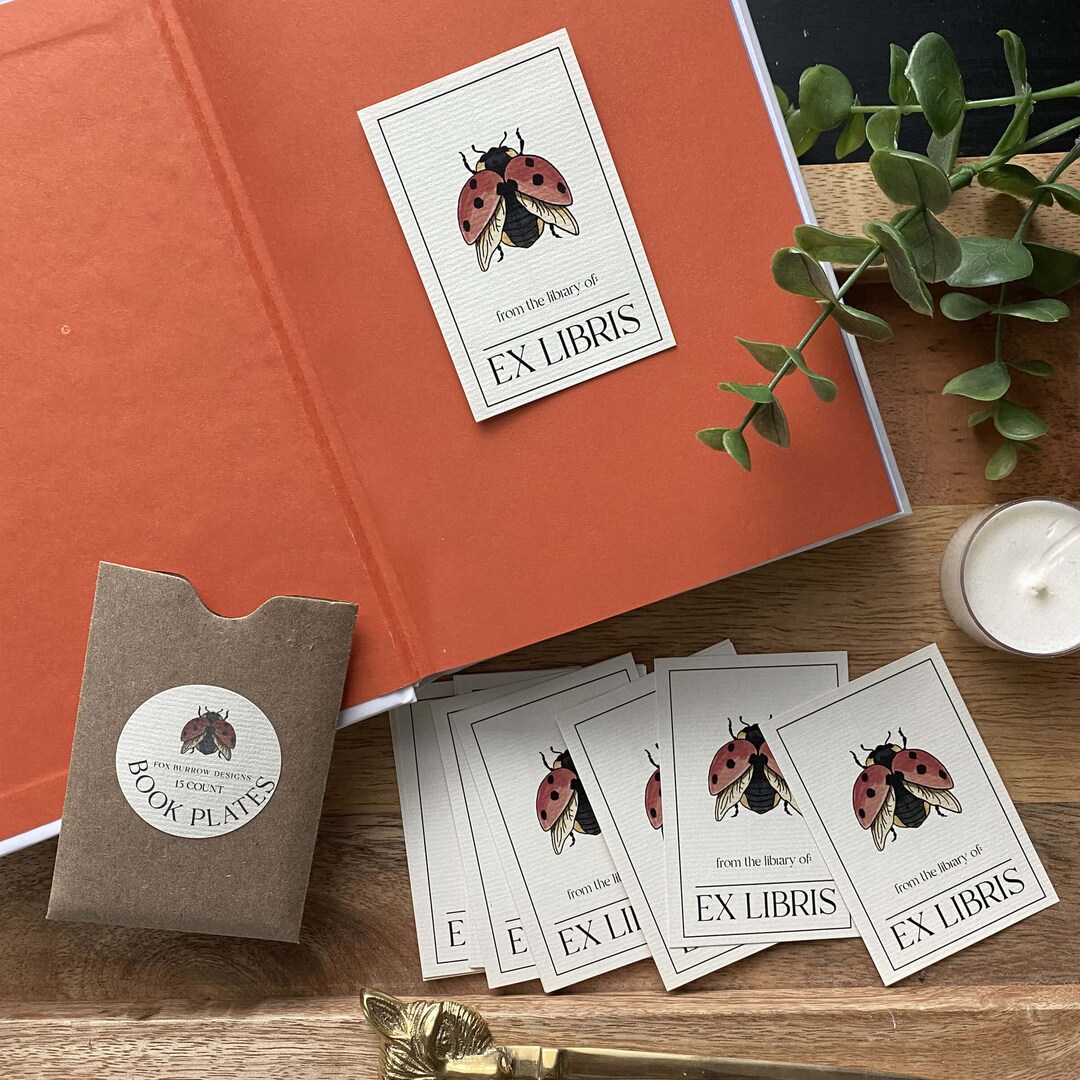 Ladybug Bookplate, 2x3" Sticker Adhesive, 15 Count, Writable, Gift Idea ...