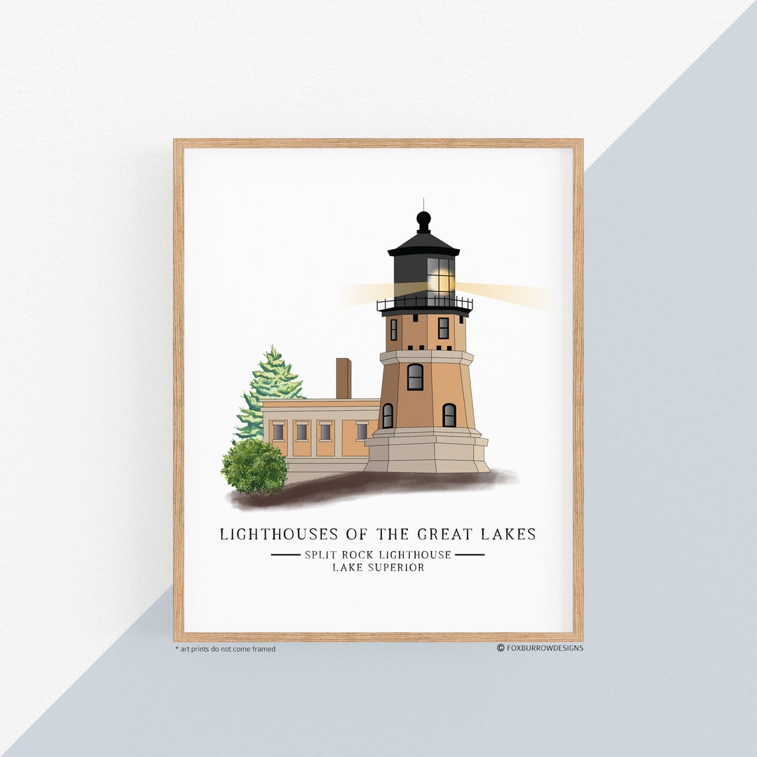 Split Rock Lighthouse Lighthouses of the Great Lakes Art - Etsy