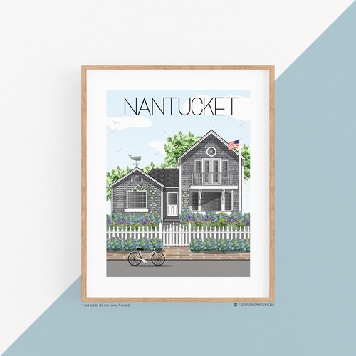 Nantucket Vintage Style Travel Giclée Poster Art Print / Brant | Etsy