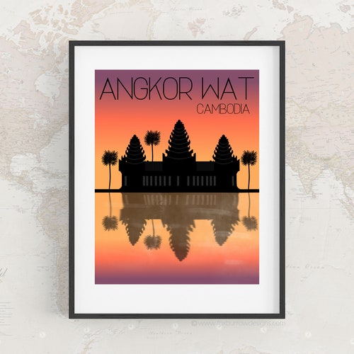 Cambodia Art Print Angkor Wat Gold Foil Print Southeast Asia - Etsy