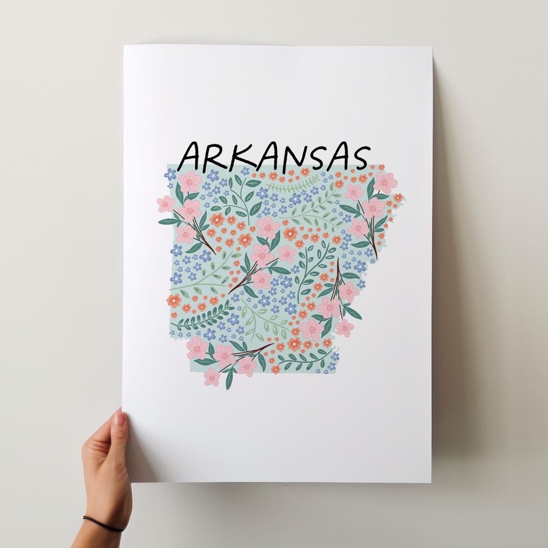 Arkansas Art Print - 50 States Collection, Wall Decor, USA, State Art ...