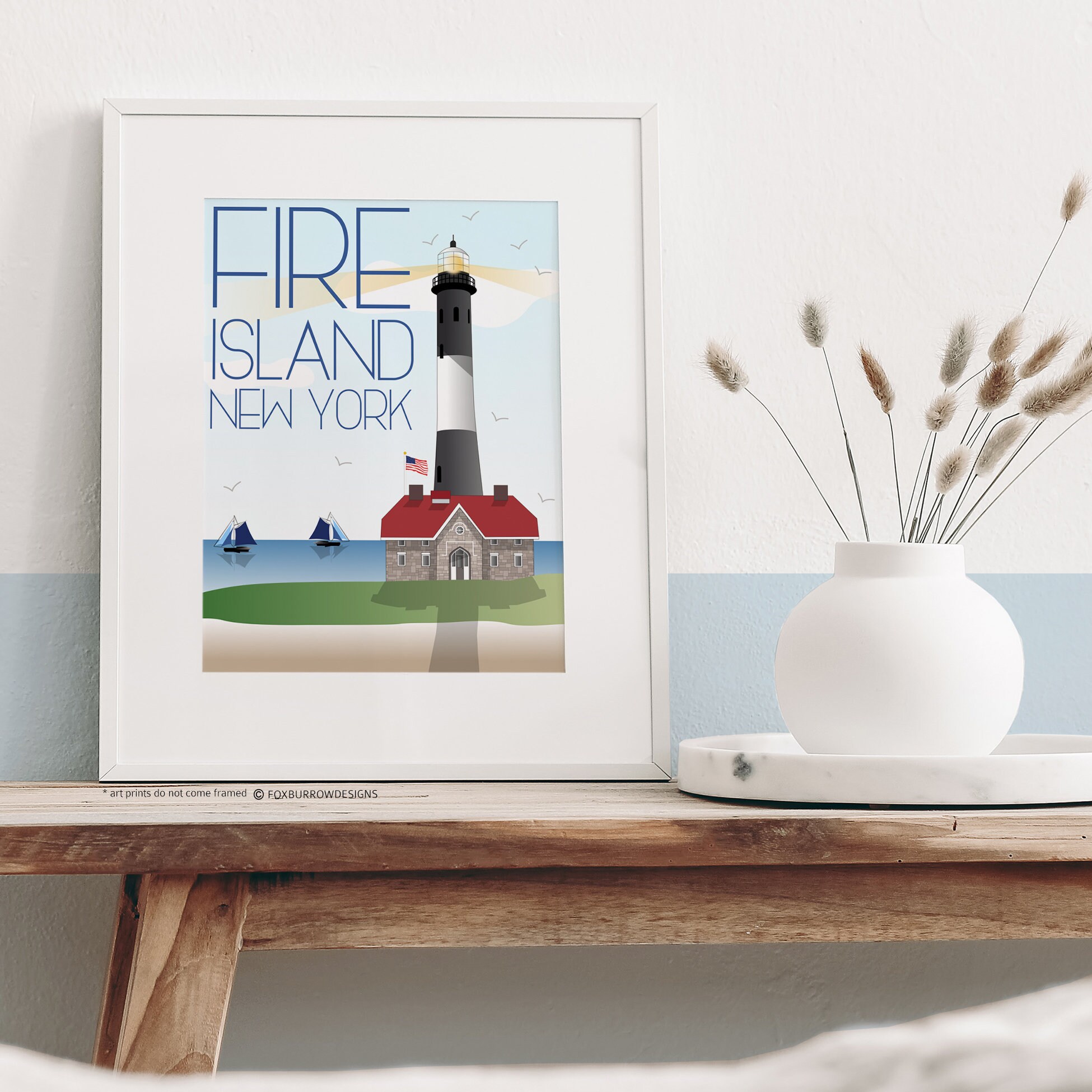 Fire Island Long Island Travel Art Print Wall Decor Coastal - Etsy
