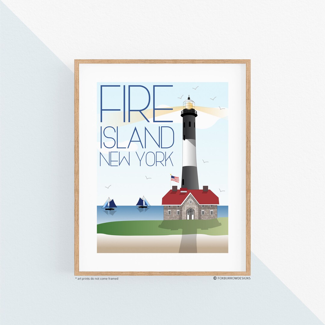 Fire Island Long Island Travel Art Print Wall Decor Coastal - Etsy